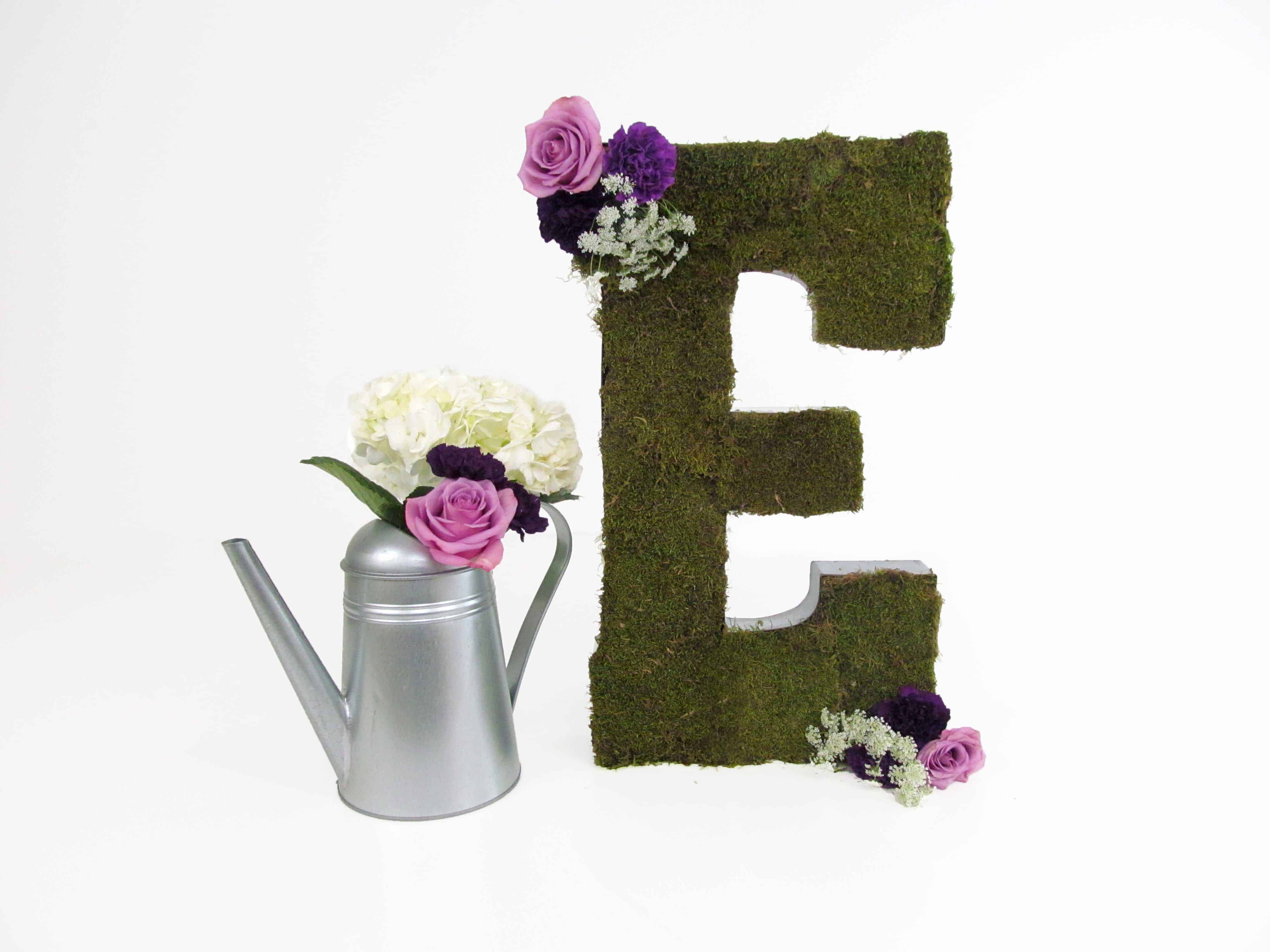 DIY Moss Letter Tutorial featured on Emmaline Bride - Blooms By The Box