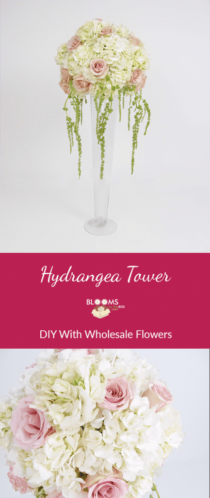 DIY Hydrangea Tower Centerpiece - Blooms By The Box