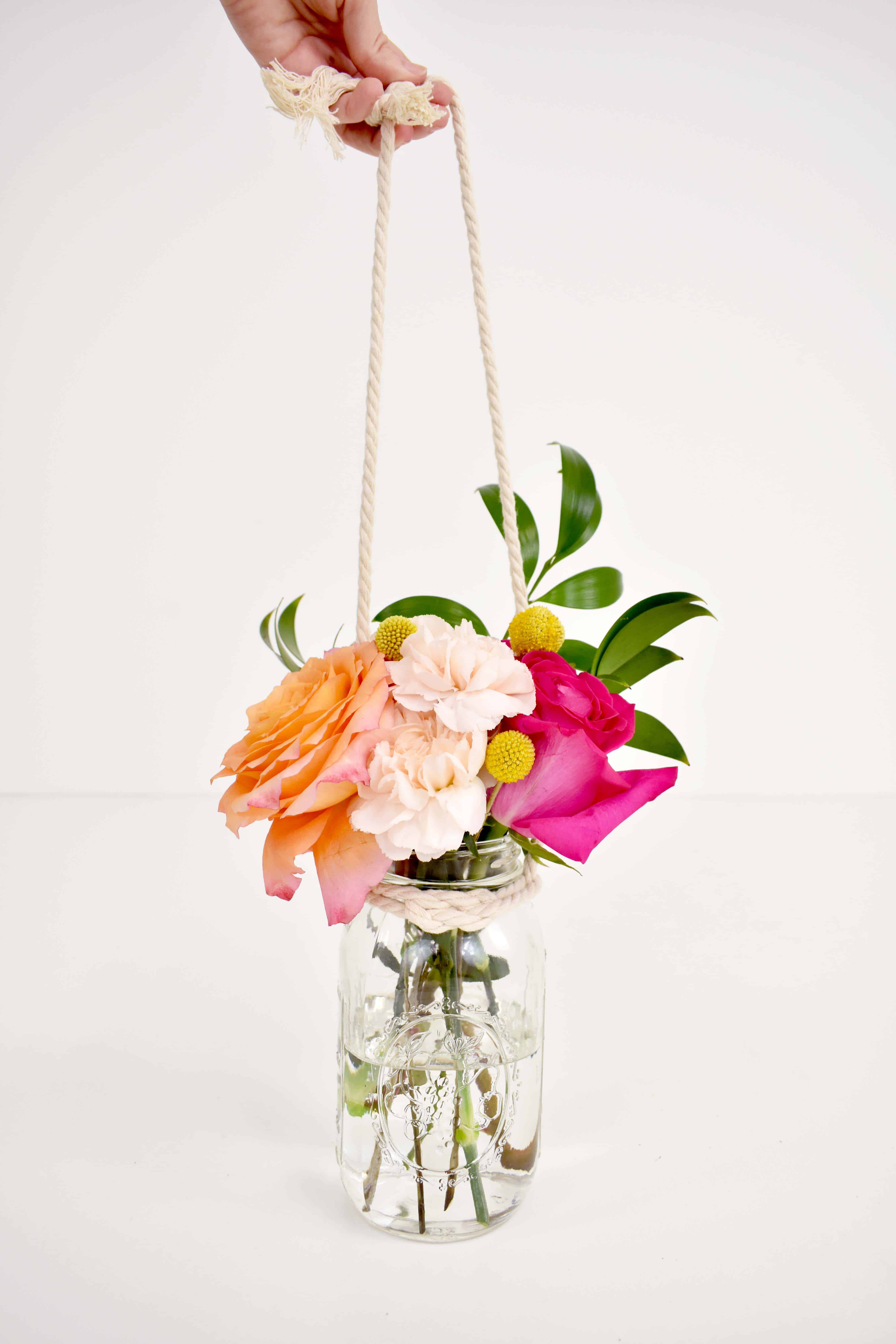 DIY Hanging Mason Jar Tutorial featured on Emmaline Bride - Blooms By ...